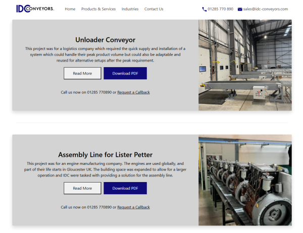 IDC Conveyors Website, SEO & PPC Support in South Cerney